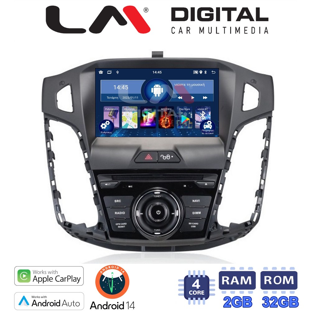 LM Digital - LM N4150 GPS Οθόνη OEM Multimedia Αυτοκινήτου για Ford Focus 2012-2014 (CarPlay ...